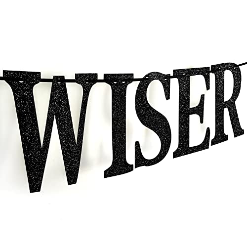 Glitter Older Wiser Hotter Banner, Death to My Youth 30th Birthday Banner Decorations, Funny 30th Birthday Party Decorations for Women (Black)