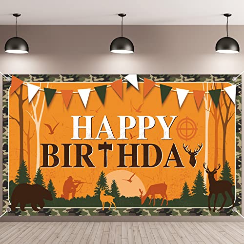 Hunting Birthday Party Supplies Gone Hunting Photography Backdrops Hunting Birthday Party Decoration Camo Birthday Party Supplies Hunting Backdrop Decor for Birthday Camo Camping Hunting Themed Party