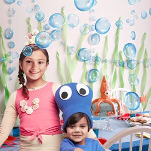 4 Strings Flat Under the Sea Blue Bubble Garlands for Little Mermaid Party Decorations transparent Floating Hanging Bubbles Streamer Pool Ocean Kids Birthday Baby Shower Bday Wedding Baby Shower Decor