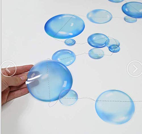 4 Strings Flat Under the Sea Blue Bubble Garlands for Little Mermaid Party Decorations transparent Floating Hanging Bubbles Streamer Pool Ocean Kids Birthday Baby Shower Bday Wedding Baby Shower Decor