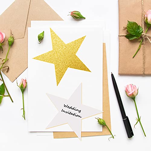 80 Pieces Glitter Star Cutouts Paper Star Confetti Cutouts for Bulletin Board Classroom Wall Party Decoration Supply (Gold, Silver,6 Inches Length)