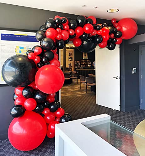 Red Black Balloon Arch Garland Kit-120pcs Red Black Balloons Setup for Baby Shower, Bridal Shower, Birthday Party, Celebrations, Aniversary