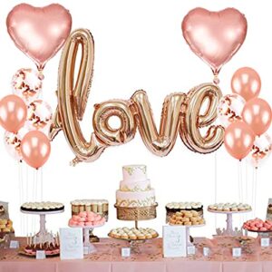 Valentines Day Decorations, 40 Inch Rose Gold Love Balloons Kit – Pack of 20 | Rose Gold Valentines-Day Party Supplies, Heart Shaped and Latex Balloon kit | Wedding, Bridal Shower Decorations