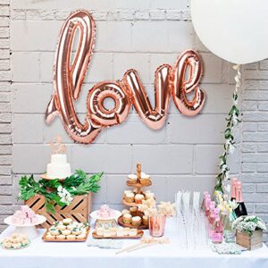 Valentines Day Decorations, 40 Inch Rose Gold Love Balloons Kit – Pack of 20 | Rose Gold Valentines-Day Party Supplies, Heart Shaped and Latex Balloon kit | Wedding, Bridal Shower Decorations