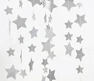 fecedy sparkling star garland bunting for birthday wedding engagement bridal shower baby shower bachelorette holiday celebration party decorations 13 feet (silver)