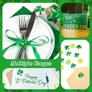 50Pcs St. Patrick's Day Shamrocks Table Confetti Sprinkles St Patricks Day Decorations Glitter Lucky Irish Green Scatter Shamrocks Assorted Cutouts Party Confetti for DIY Holiday Party Supplies