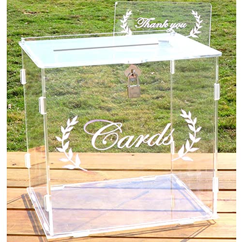 OurWarm Wedding Card Box for Wedding Reception, Clear Card Boxes with Lock, Gift Card Box Money Box Holder For Reception Anniversary Shower Rustic Wedding Decorations Birthday Graduation