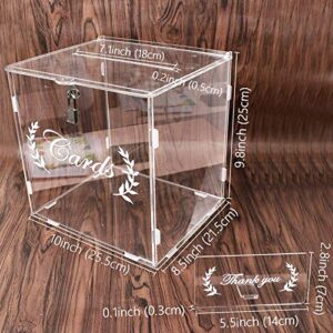 OurWarm Wedding Card Box for Wedding Reception, Clear Card Boxes with Lock, Gift Card Box Money Box Holder For Reception Anniversary Shower Rustic Wedding Decorations Birthday Graduation