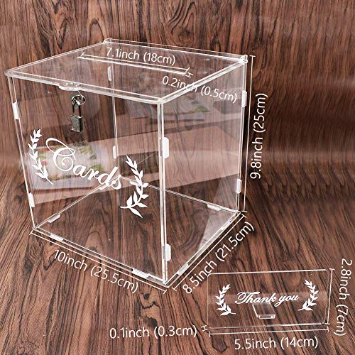 OurWarm Wedding Card Box for Wedding Reception, Clear Card Boxes with Lock, Gift Card Box Money Box Holder For Reception Anniversary Shower Rustic Wedding Decorations Birthday Graduation