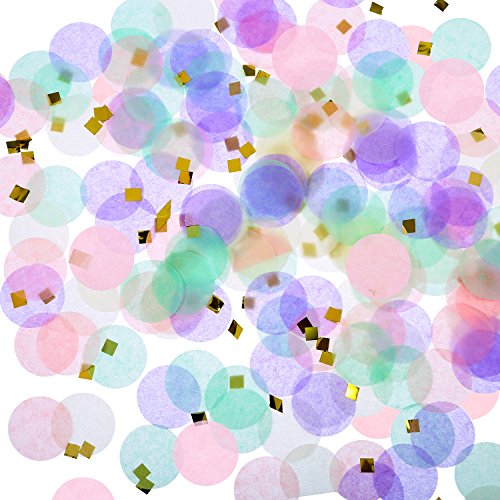 Unicorn Confetti 1 Inch Round Tissue Paper Table Confetti Unicorn Party Decoration, 1.76 oz (Mint Green, Purple, Pink, Cream)