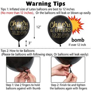 30th Birthday Decorations for Men Women, 30 Years Anniversary Decorations-Cheers & Beers to 30 Years Banner Thirty Sign Latex Balloon 32 inch "30" Gold Balloon 35 inch Cheers Beers Cups Foil Balloon for 30th Wedding Party Supplie