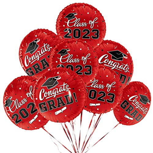 Graduation Party Decorations , Congrats Grad Balloons for 2023 Graduation Party Supplies,12 pcs Class Red Balloons, 17 Inch