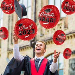 Graduation Party Decorations , Congrats Grad Balloons for 2023 Graduation Party Supplies,12 pcs Class Red Balloons, 17 Inch