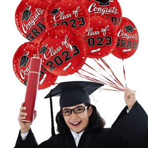 Graduation Party Decorations , Congrats Grad Balloons for 2023 Graduation Party Supplies,12 pcs Class Red Balloons, 17 Inch