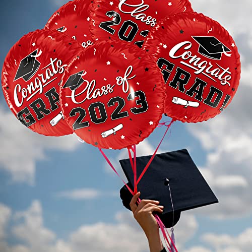 Graduation Party Decorations , Congrats Grad Balloons for 2023 Graduation Party Supplies,12 pcs Class Red Balloons, 17 Inch