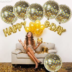 Big, Disco Balloons for Disco Party Decorations - 22 Inch, Pack of 6 | Disco Ball Balloons for Graduation Decorations 2023 | Metallic 4D Disco Mylar Balloons, Last Disco Bachelorette Party Decorations