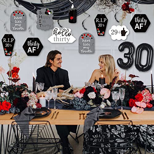 Death to My Twenties Birthday Decorations, Black 30th Birthday Hanging Decorations, Death to My 20s Funeral for My Youth Rip to My 20s Birthday Decorations for Men Women 30th Birthday Party Supplies