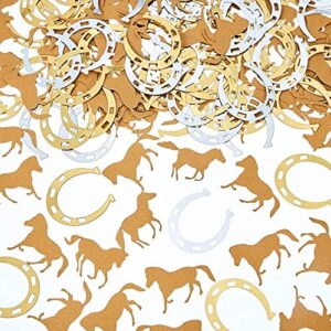 800 pieces horseshoe confetti horse confetti decorations horse party confetti accessories animal glitter confetti for birthday, derby day party, baby shower, cowboy party supplies