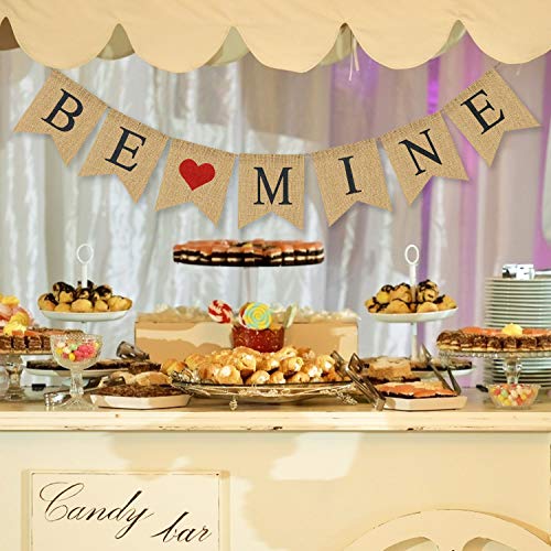 BE Mine Burlap Banner - NO DIY - Valentine's Day Decorations | Valentine's Day Banner | Be Mine Bunting Garland | Valentines Photo Props | Valentines Decor