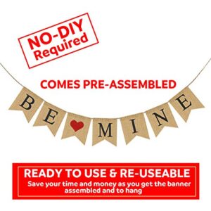 BE Mine Burlap Banner - NO DIY - Valentine's Day Decorations | Valentine's Day Banner | Be Mine Bunting Garland | Valentines Photo Props | Valentines Decor