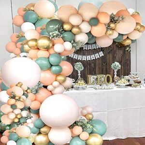 Olive Green Balloon Arch Kit 129pcs Balloon Garland Kit Olive Green Peach Orange Golden Latex Balloons Garland Baby Shower Birthday Party