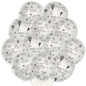 pantide 37pcs memorial balloons set white remembrance funeral celebration of life biodegradable latex balloon with ribbon miss you forever love you always we will never forget you balloons decorations