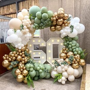 Kbrand Sage Green And Gold Balloons Arch Kit Garland Decor Olive And Gold Balloons Baby Shower Gender Neutral Jungle Neutral Metallic Chrome Confetti, QQL 11