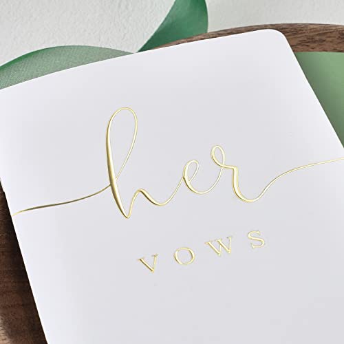 Vow Books for Wedding His and Her Vow Notebook, Set of 2, Bride and Groom Booklet for Wedding (Green + White)