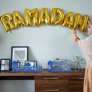 Ramadan Mubarak Eid Decorations 3 Pcs Ramadan Kareem Table Top Ornaments Ramadan Wooden Ornaments Freestanding Table Centerpiece Sign for Eid Ramadan Gifts Home Office Home Bedroom Party Decorations