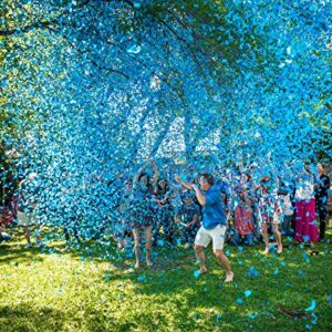 Gender Reveal Surprise Confetti Cannons, Set of 2, Blue for Baby Boy, 12 Inch, Biodegradable Confetti, Smoke-Free and Safe