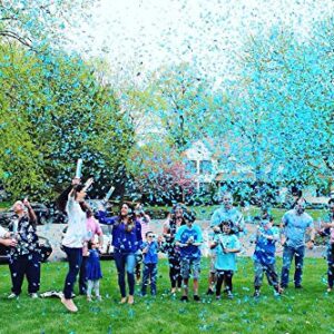 Gender Reveal Surprise Confetti Cannons, Set of 2, Blue for Baby Boy, 12 Inch, Biodegradable Confetti, Smoke-Free and Safe