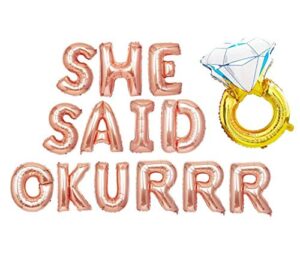 jevenis she said okurrr balloon engagement decoration balloon she said yes balloon wedding proposal decoration proposal banner bridal shower decor hen party bachelorette party decoration