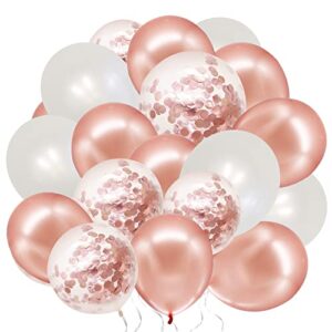 rose gold and white balloons, 60pcs rose gold confetti balloons white balloons for baby shower, birthday party decoration