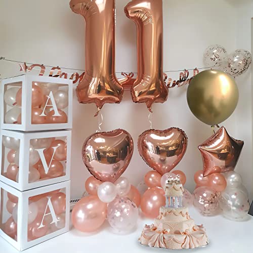 Rose Gold and White Balloons, 60pcs Rose Gold Confetti Balloons White Balloons for Baby Shower, Birthday Party Decoration