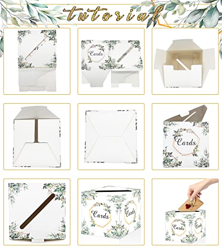 Greenery Card Box Floral Money Card Box Gift Card Holder Box Card Box Holder for Wedding Reception Baby Shower Birthday Party Supplies