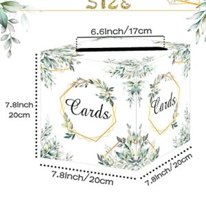 Greenery Card Box Floral Money Card Box Gift Card Holder Box Card Box Holder for Wedding Reception Baby Shower Birthday Party Supplies