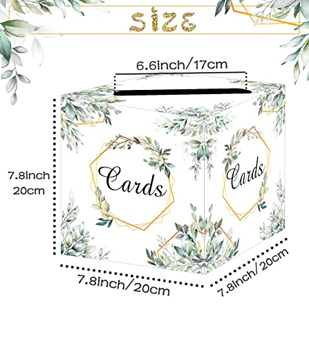 Greenery Card Box Floral Money Card Box Gift Card Holder Box Card Box Holder for Wedding Reception Baby Shower Birthday Party Supplies