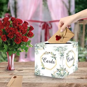 Greenery Card Box Floral Money Card Box Gift Card Holder Box Card Box Holder for Wedding Reception Baby Shower Birthday Party Supplies