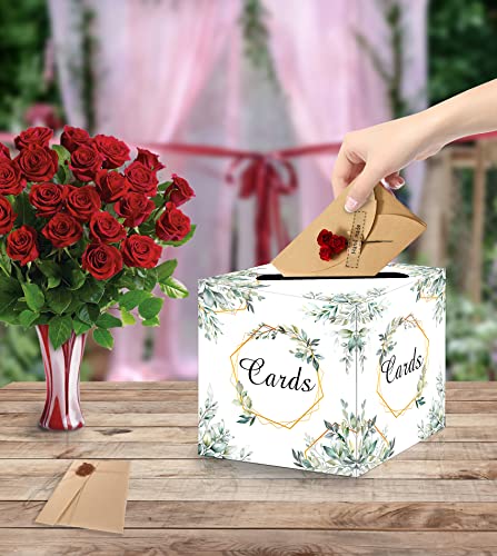 Greenery Card Box Floral Money Card Box Gift Card Holder Box Card Box Holder for Wedding Reception Baby Shower Birthday Party Supplies