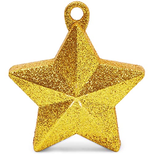 6 Pack Glitter Star Balloon Weights, Gold Party Decorations, 5.3 oz (2.1 x 5 In)