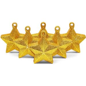 6 Pack Glitter Star Balloon Weights, Gold Party Decorations, 5.3 oz (2.1 x 5 In)