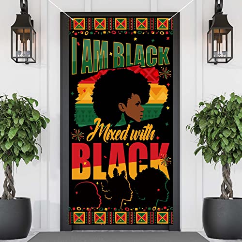 FARMNALL Black History Month Door Cover African American Decoration Party Photography Door Banner Farmhouse Holiday Decor Pattern Black Red Yellow Supplies for Home Office