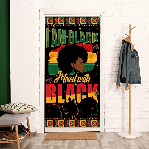 FARMNALL Black History Month Door Cover African American Decoration Party Photography Door Banner Farmhouse Holiday Decor Pattern Black Red Yellow Supplies for Home Office