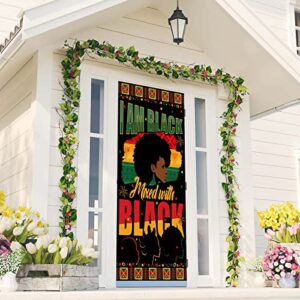 FARMNALL Black History Month Door Cover African American Decoration Party Photography Door Banner Farmhouse Holiday Decor Pattern Black Red Yellow Supplies for Home Office