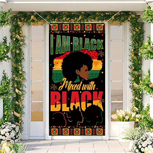 FARMNALL Black History Month Door Cover African American Decoration Party Photography Door Banner Farmhouse Holiday Decor Pattern Black Red Yellow Supplies for Home Office