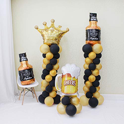 4 Pack Whisky Balloons, Whisky Mylar Balloons Decor Fit for Summer Party, Beer Festival, Birthday Party and More