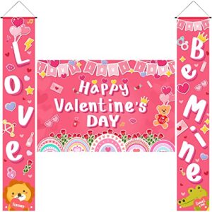 valentines day home decor, valentine’s day door banner & backdrops for photography, love be mine porch sign, happy valentine’s day backdrop for kids party, pink hanging decor for home door wall room