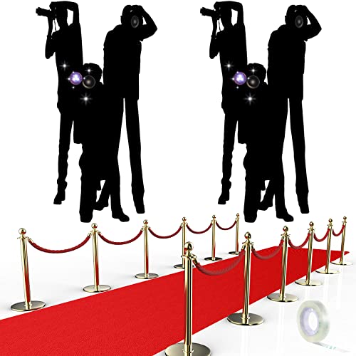 Halloween Paparazzi Props Photo Backdrop Red Carpet Runner for Party, Red Carpet Party Decorations Party Accessory Set, 6 Pieces with Red Carpet Runner for Academy Awards Outdoor Movie Night Party