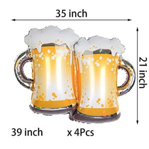 New Beer Cup Balloons Set of 4, Beer Party Decorations, Balloons for Beer Festival Birthday Party Men Beer Party Decorations,Polyester Aluminum Film Balloon 39 Inches Cheers Balloons…