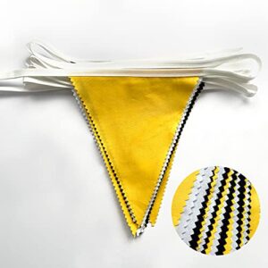 32Ft Yellow Black White Pennant Banner Fabric Triangle Flag Bunting Garland for Bee Party Wedding Birthday Baby Shower Anniversary Home Nursery Outdoor Garden Hanging Festivals Decoration (36Pcs)